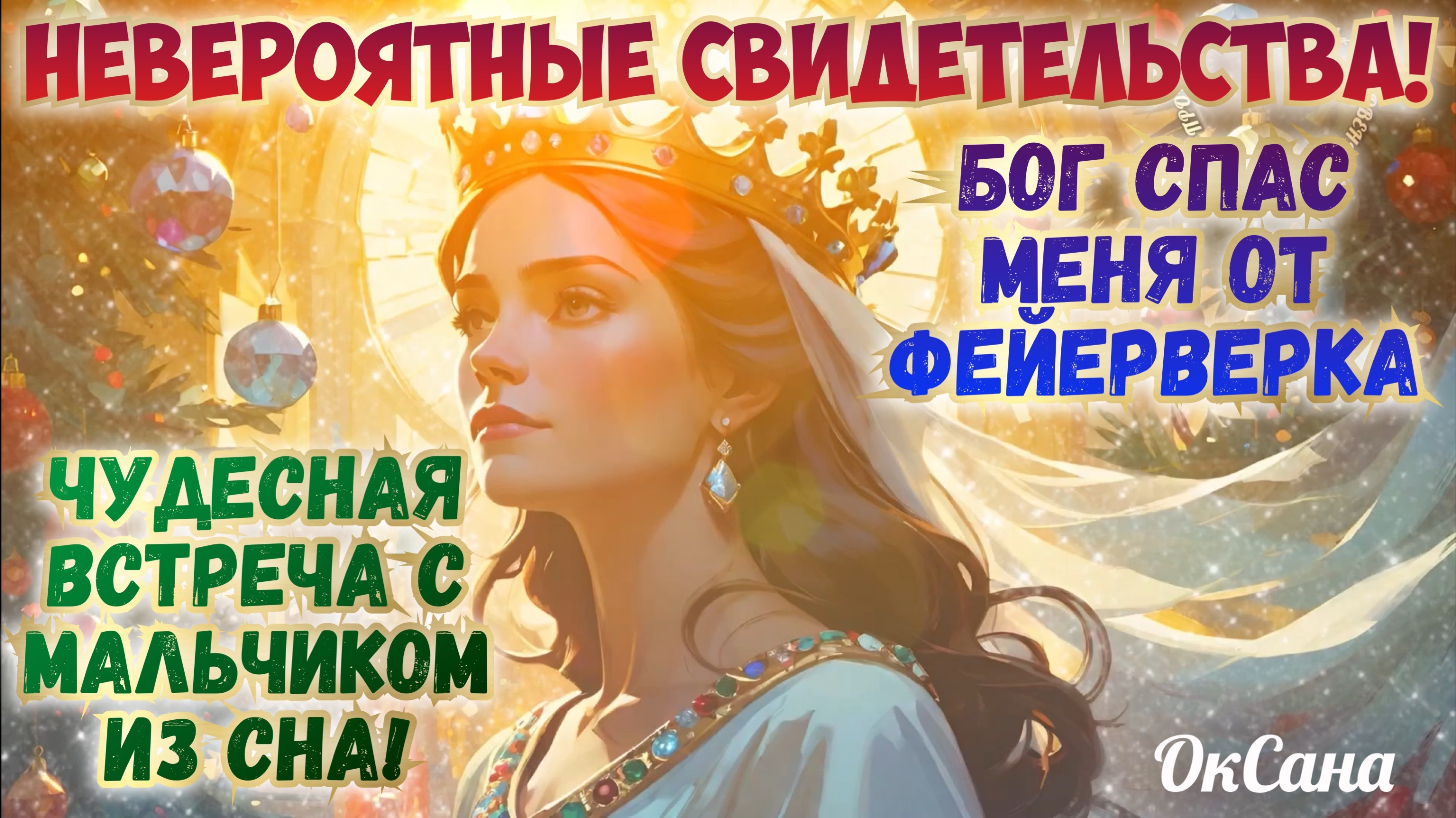НЕВЕРОЯТНЫЕ СВИДЕТЕЛЬСТВА! БОГ СПАС МЕНЯ ОТ ФЕЙЕРВЕРКА. ЧУДЕСНАЯ ВСТРЕЧА С МАЛЬЧИКОМ ИЗ СНА! 
Оксана