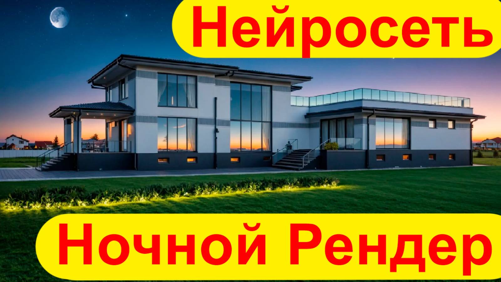 5 Вариантов Вечерних Рендеров в Нейросети для Архитектуры. Сделал ИИ визуализацию по эскизу.