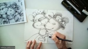 Обнимашки (мышки простым карандашом)