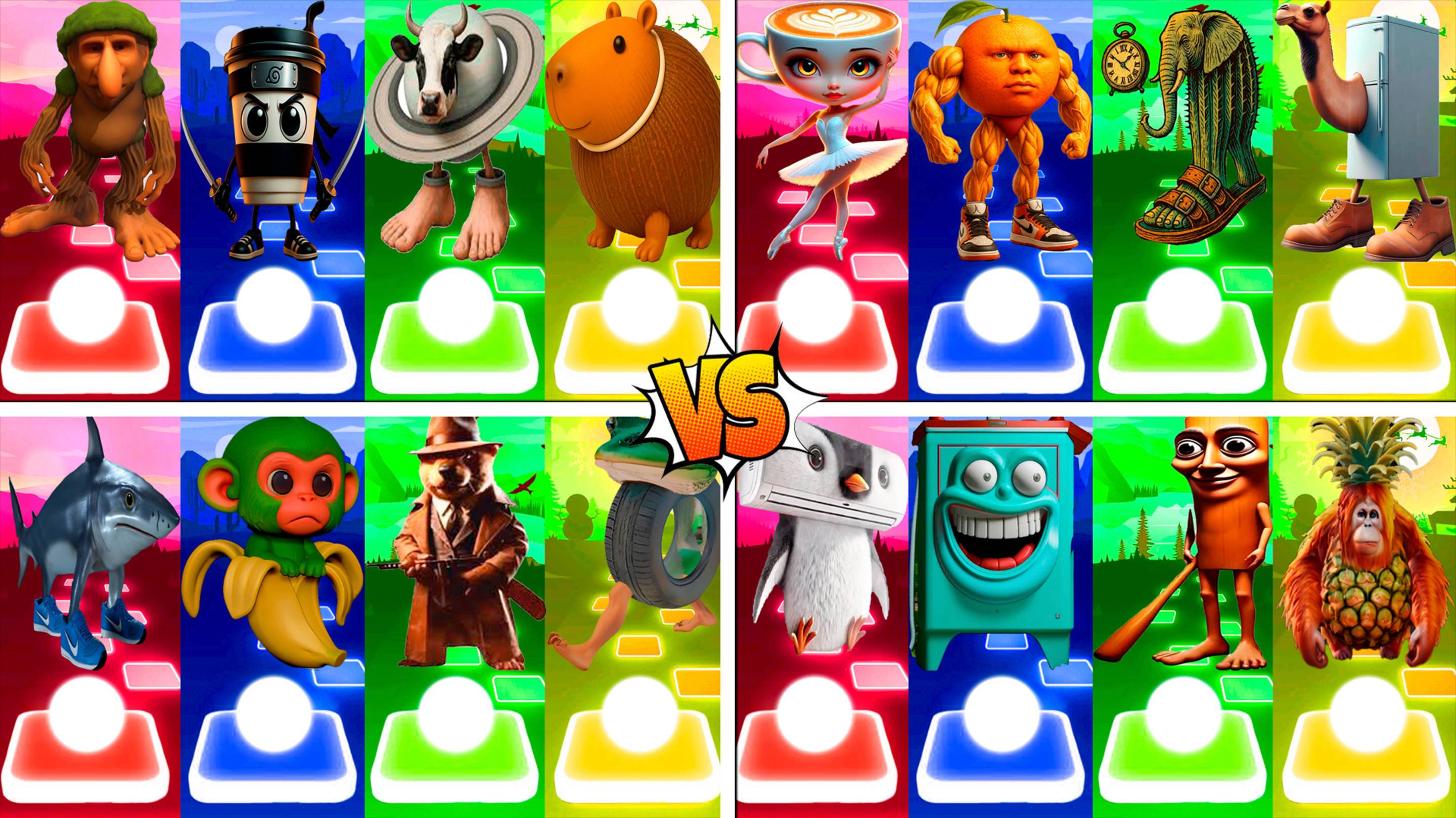 МЕГАМИКС БРР БРР ПАТАПИМ 🆚 КАПУЧИНО АССАСИНО 🆚 ДРУГИЕ БРЕЙНРОТ МЕМЫ | Tiles Hop №61-64