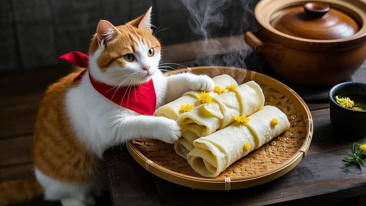 Котенок отправляется в Китайскую провинцию Юньнань и угощает старую бабушку курицей мацутакэ.