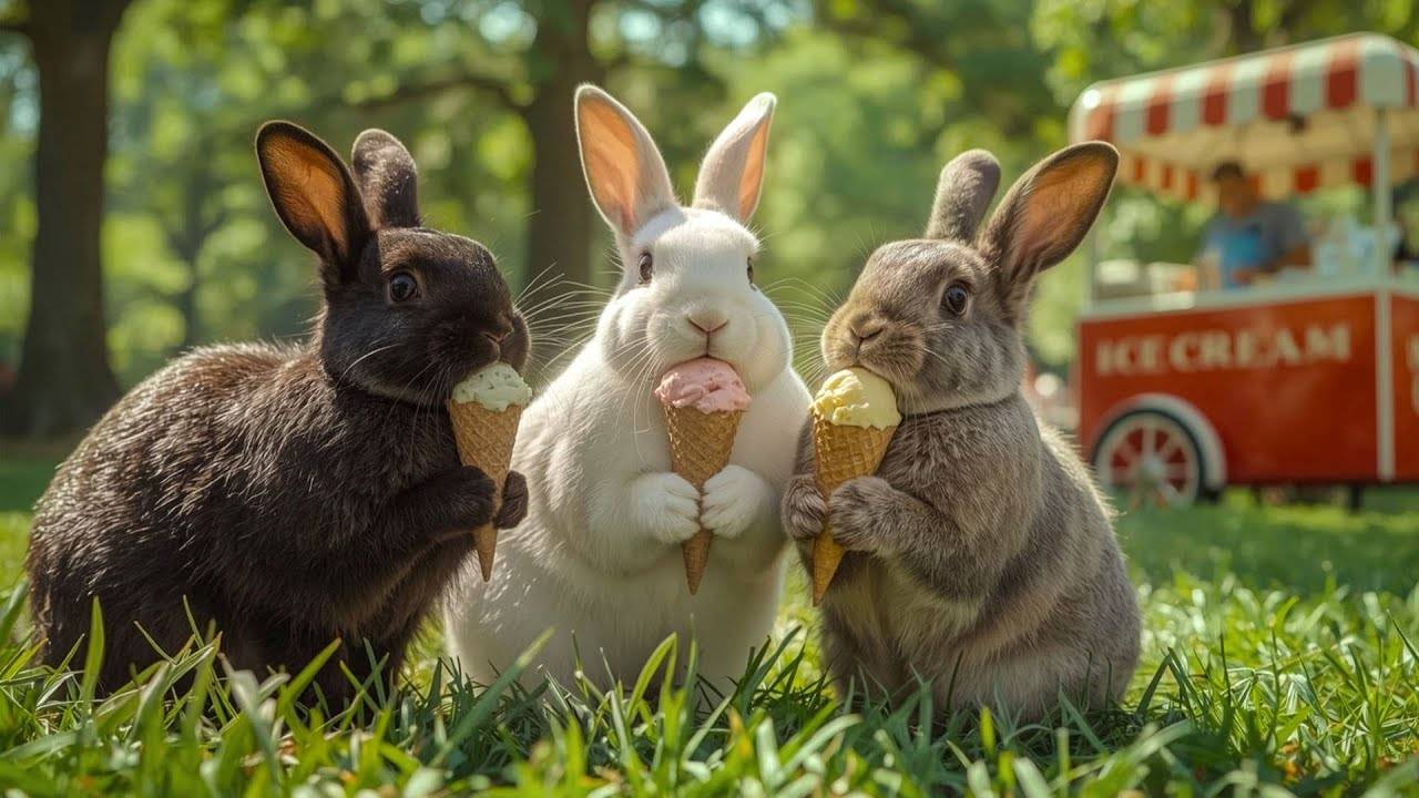 🐰🌸 Три лучших друга-кролика: памятная встреча! Трогательная история дружбы 🐰🌸 💖🍦🍨