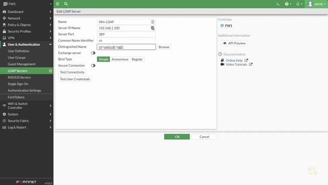 Adding an LDAP Server - Fortinet NSE 4 - FortiOS 7.x _ CBT Nuggets