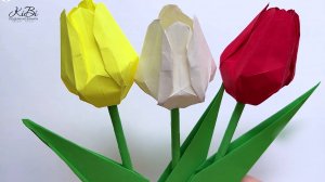 Красивый Оригами тюльпан из бумаги  | Оригами цветок своими руками | DIY