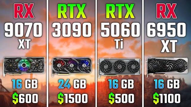 RX 9070 XT vs RTX 3090 vs RTX 5060 Ti vs RX 6950 XT | Test in 7 Games