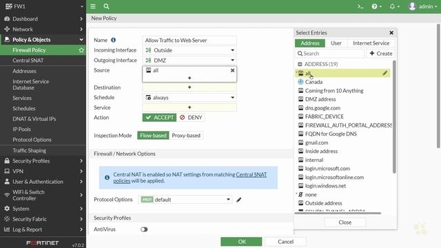 Configure Firewall Policy - Fortinet NSE 4 - FortiOS 7.x _ CBT Nuggets