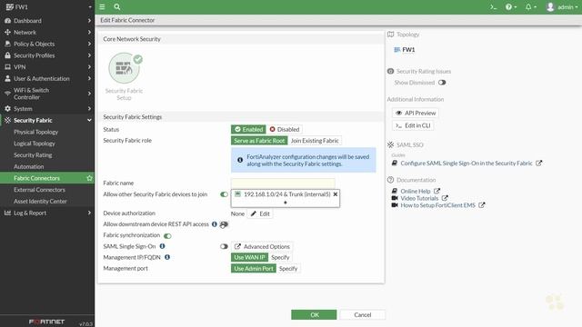Enable Security Fabric on 1st FW - Fortinet NSE 4 - FortiOS 7.x _ CBT Nuggets