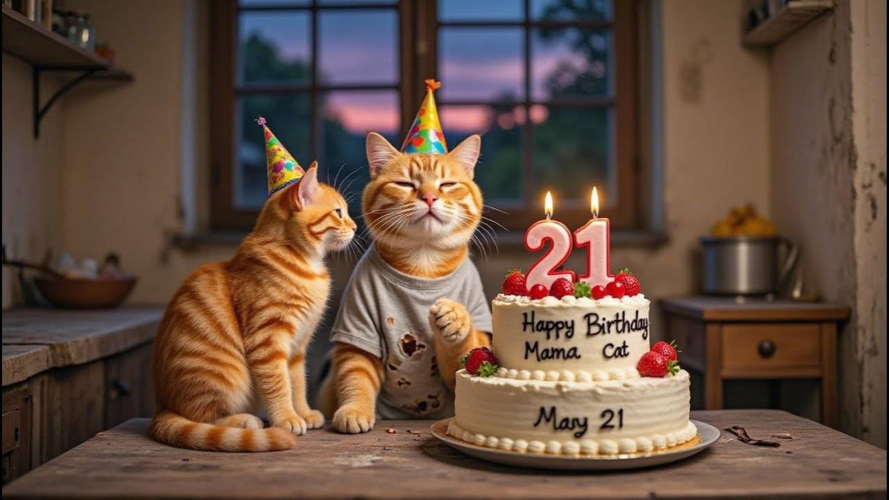 🐱🍒 Рыжий котёнок готовит сюрприз для мамы! Трогательная история любви и вишнёвого торта