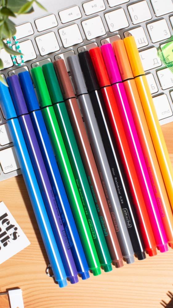 Набор линеров Attache Rainbow 12цв/набор