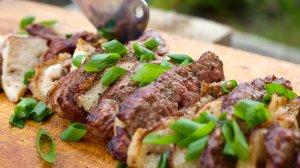Шашлык из вырезки с курдюком.