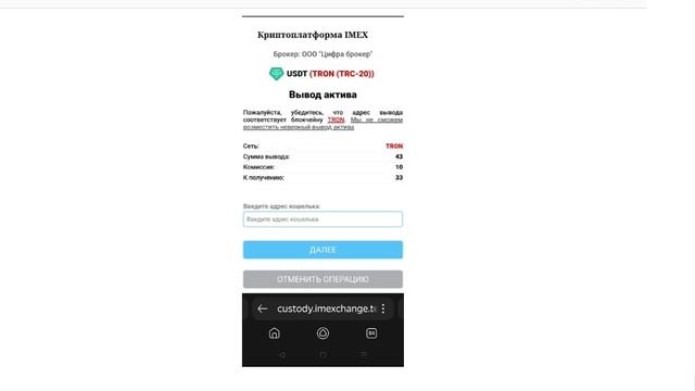 8. Вывод криптовалюты с Цифра Брокер на биржу (на примере Bybit)