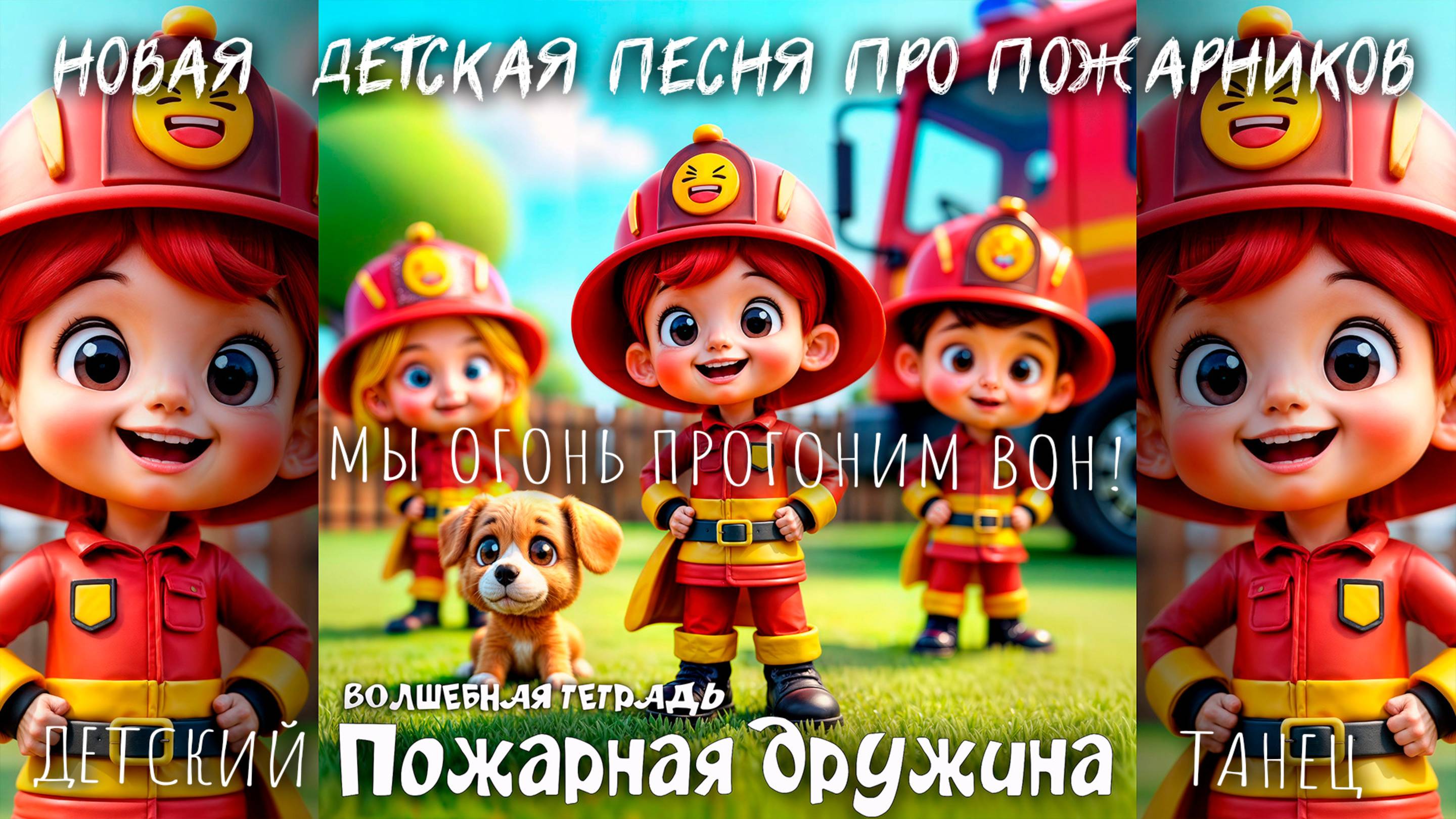 Волшебная тетрадь. "Пожарная дружина". Новая детская песня про пожарных. Весёлая игра в пожарников.