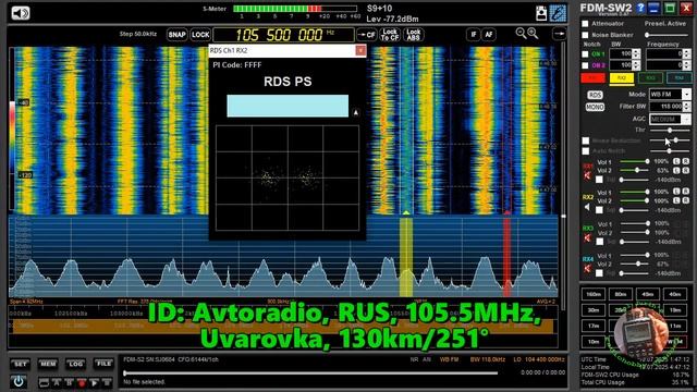 10.07.2025 01:47UTC, [semilocal], Авторадио, Уваровка, 105.5МГц, 130км, дефолтный RDS: PI FFFF итд.