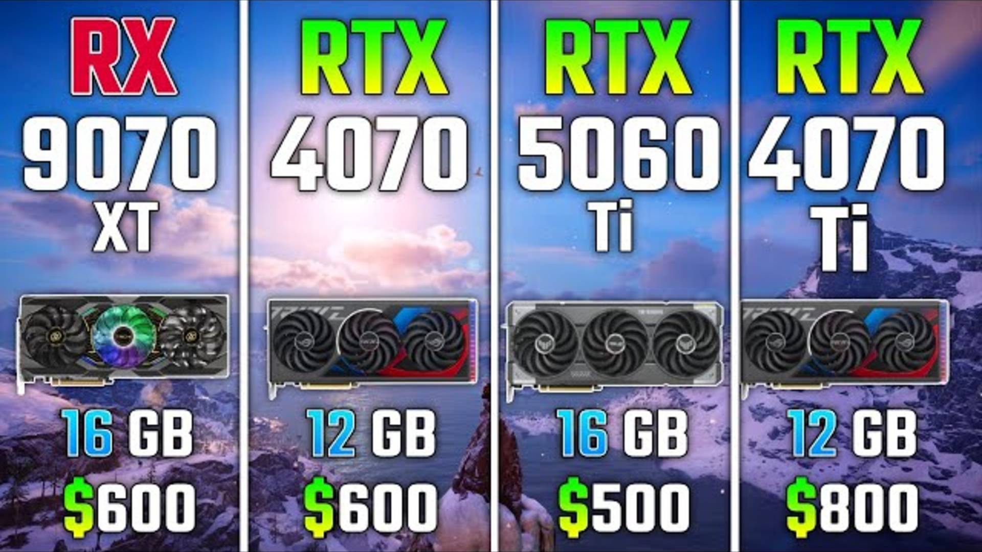 RX 9070 XT vs RTX 4070 vs RTX 5060 Ti vs RTX 4070 Ti | Test in 7 Games