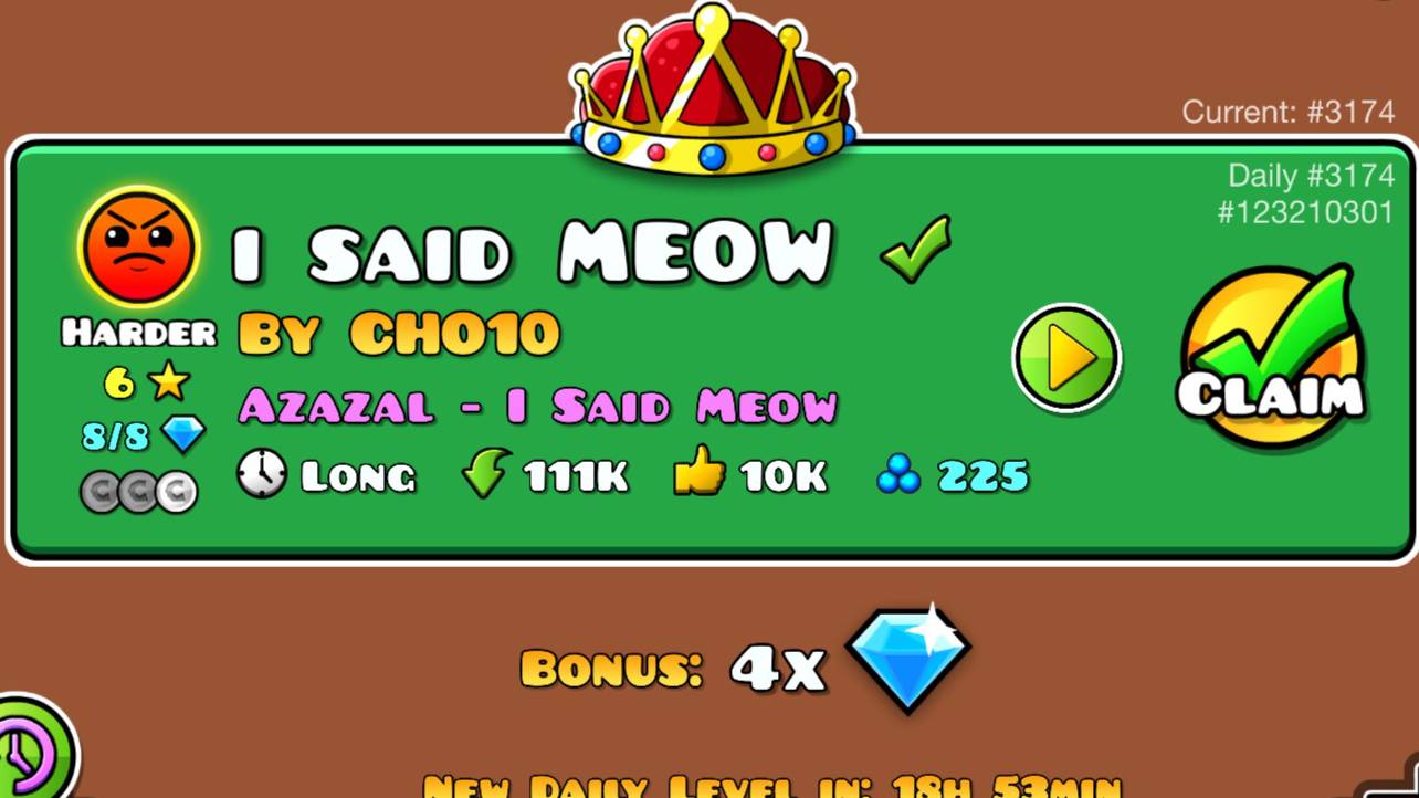 Уровень в КОШАЧЬЕМ СТИЛЕ Geometry dash!