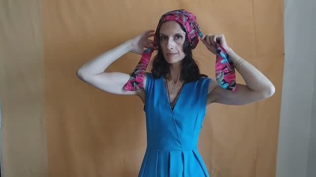 Тюрбан из искусственного шелка  Драпированный  с Лямками арт.111816