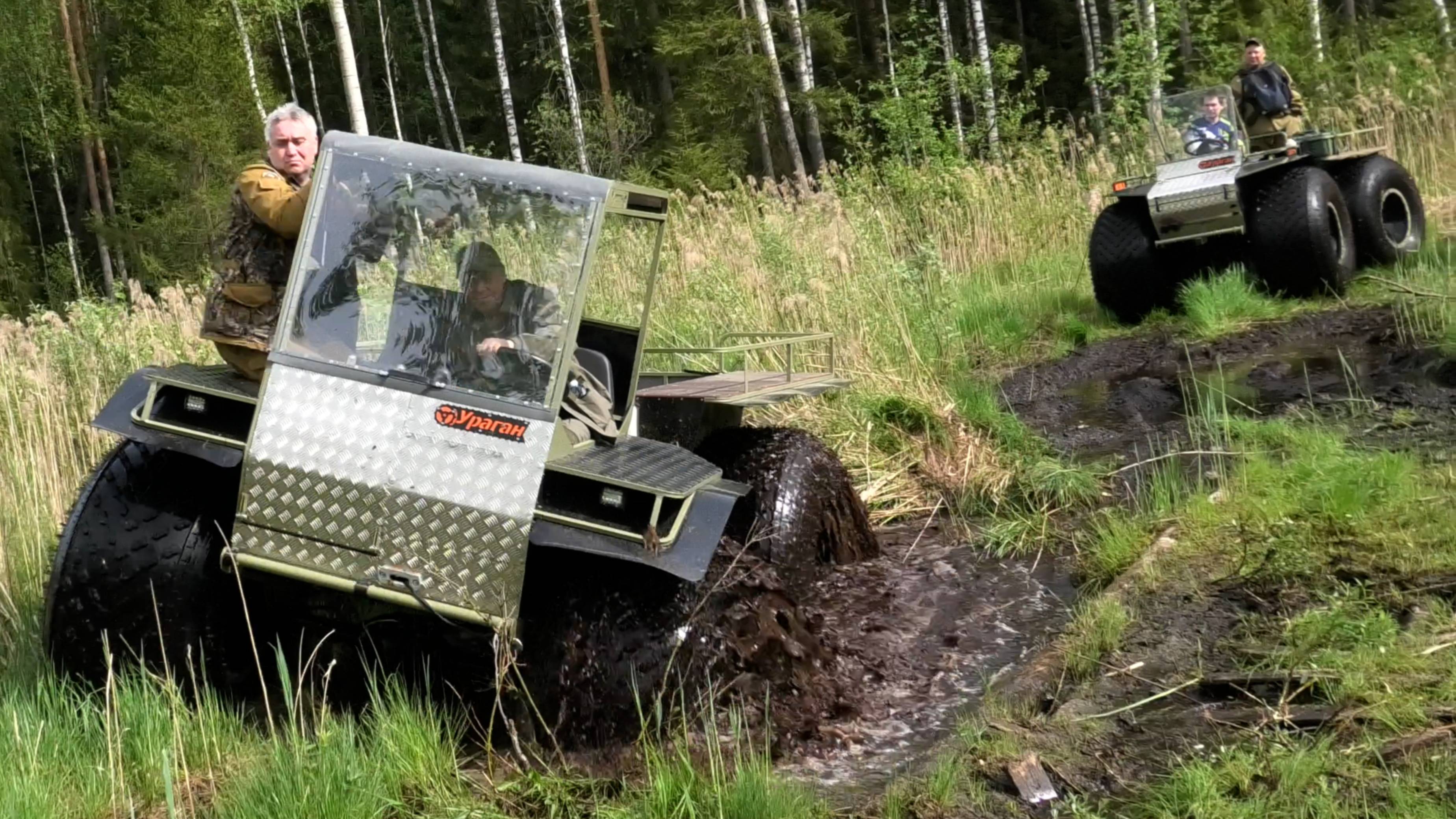 Возвращение вездеходов. Озеро, лесная торфяная речка, мелиоративная канава. Тест Ураган Россети Ч.3