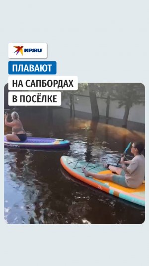 Плавают на сапбордах в подмосковном посёлке
