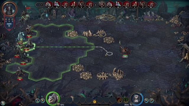 Бой некроманта с троглодитами в игре Heroes of Might & Magic: Olden Era