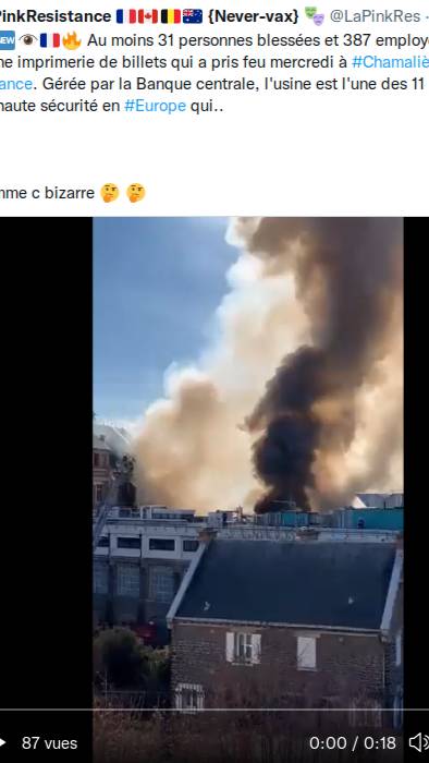 8.1 Au moins 31 personnes blessées et 387 employés évacués dune imprimerie de billets qui a pris feu