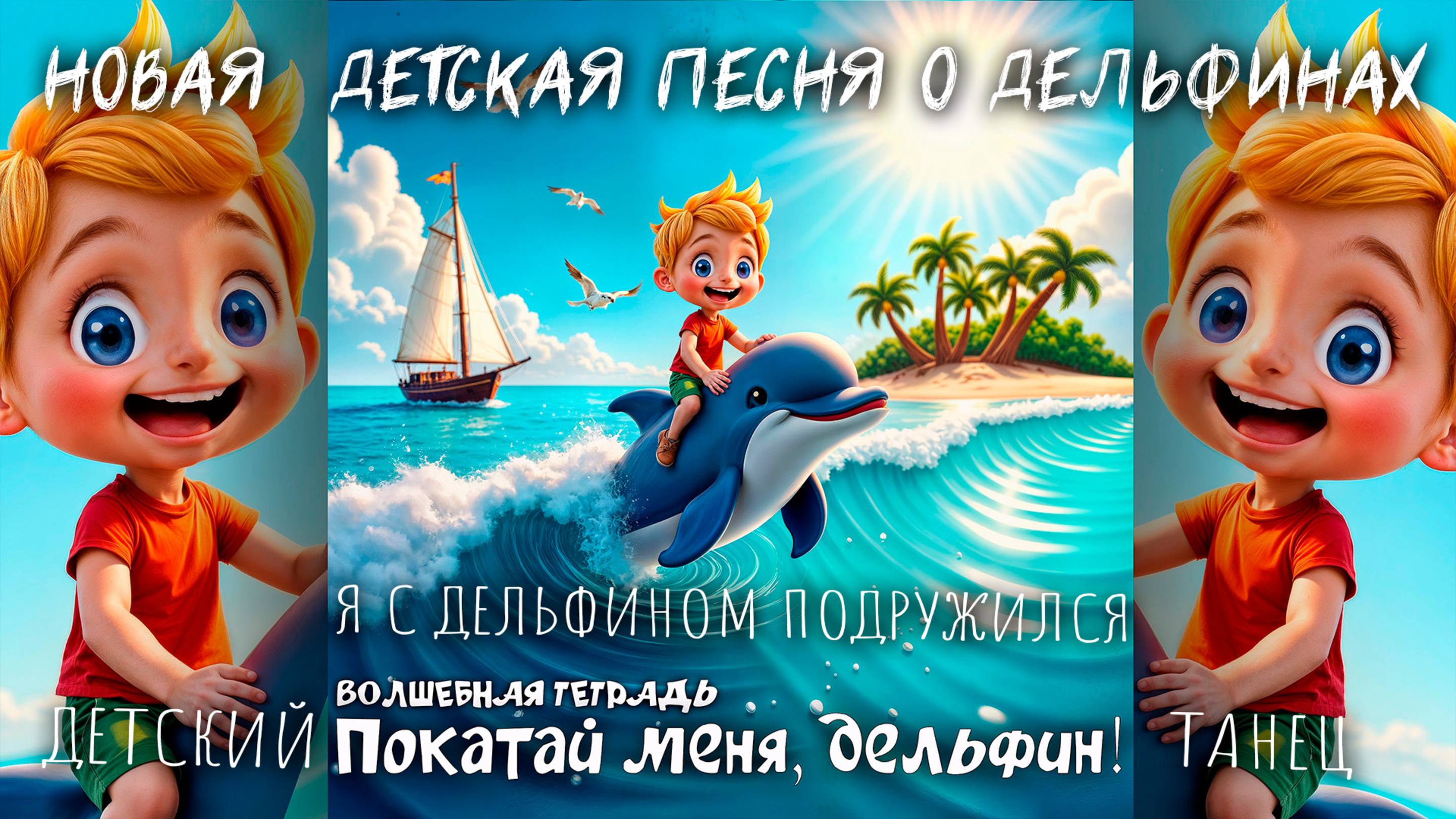 Волшебная тетрадь. "Покатай меня, дельфин!" Новая детская песня про дельфинов, дельфинарий и море.