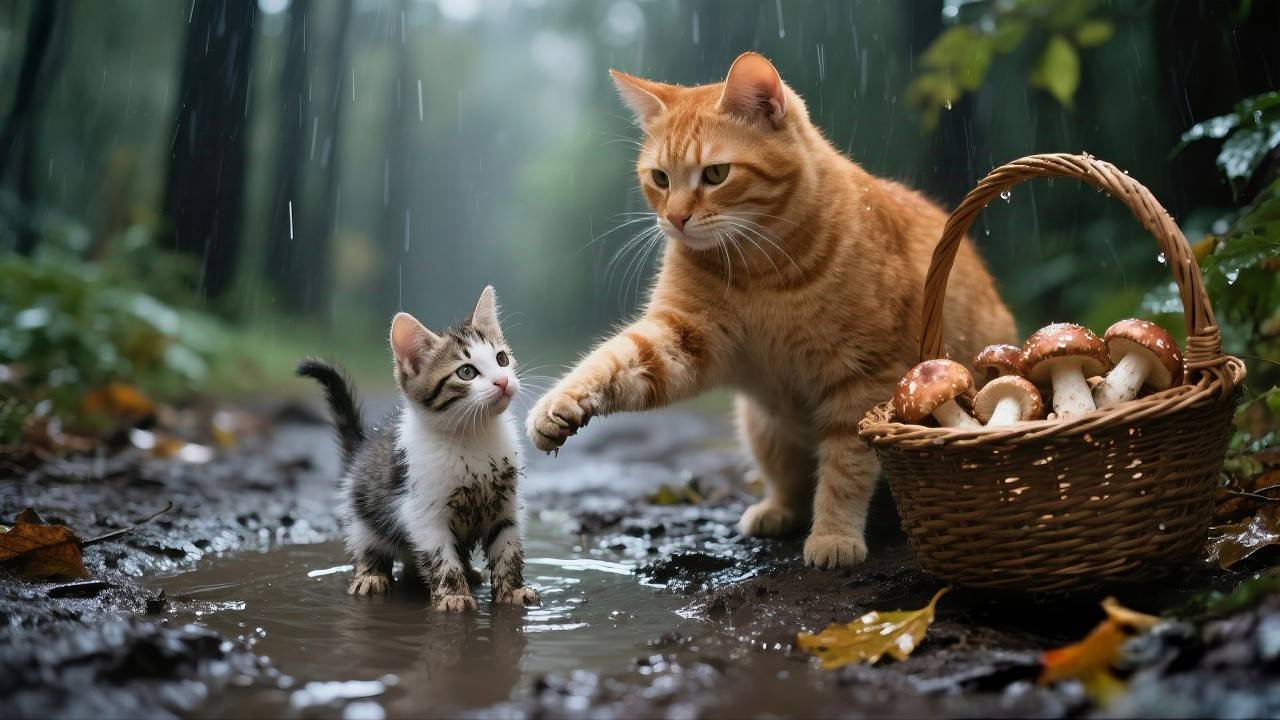 Кошка находит брошенного котенка Американской короткошерстной породы – Забирает Его домой, ухаживает