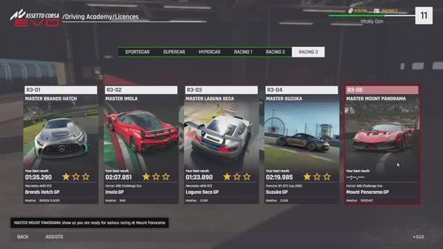 Assetto Corsa EVO. Получение лицензий Racing 3.