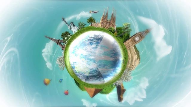 Путешествие по странам / планета с достопримечательностями / Анимация Футаж