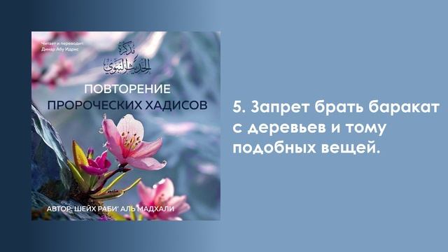 5. Запрет брать баракат с деревьев и тому подобных вещей. Повторение Пророческих хадисов