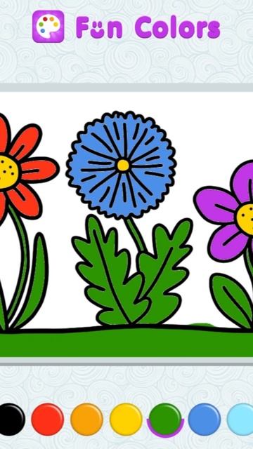 Раскрась цветы в игре Весёлые Раскраски! 🌺