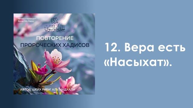 12. Вера есть "Насыха" (искреннее отношение). Повторение Пророческих хадисов