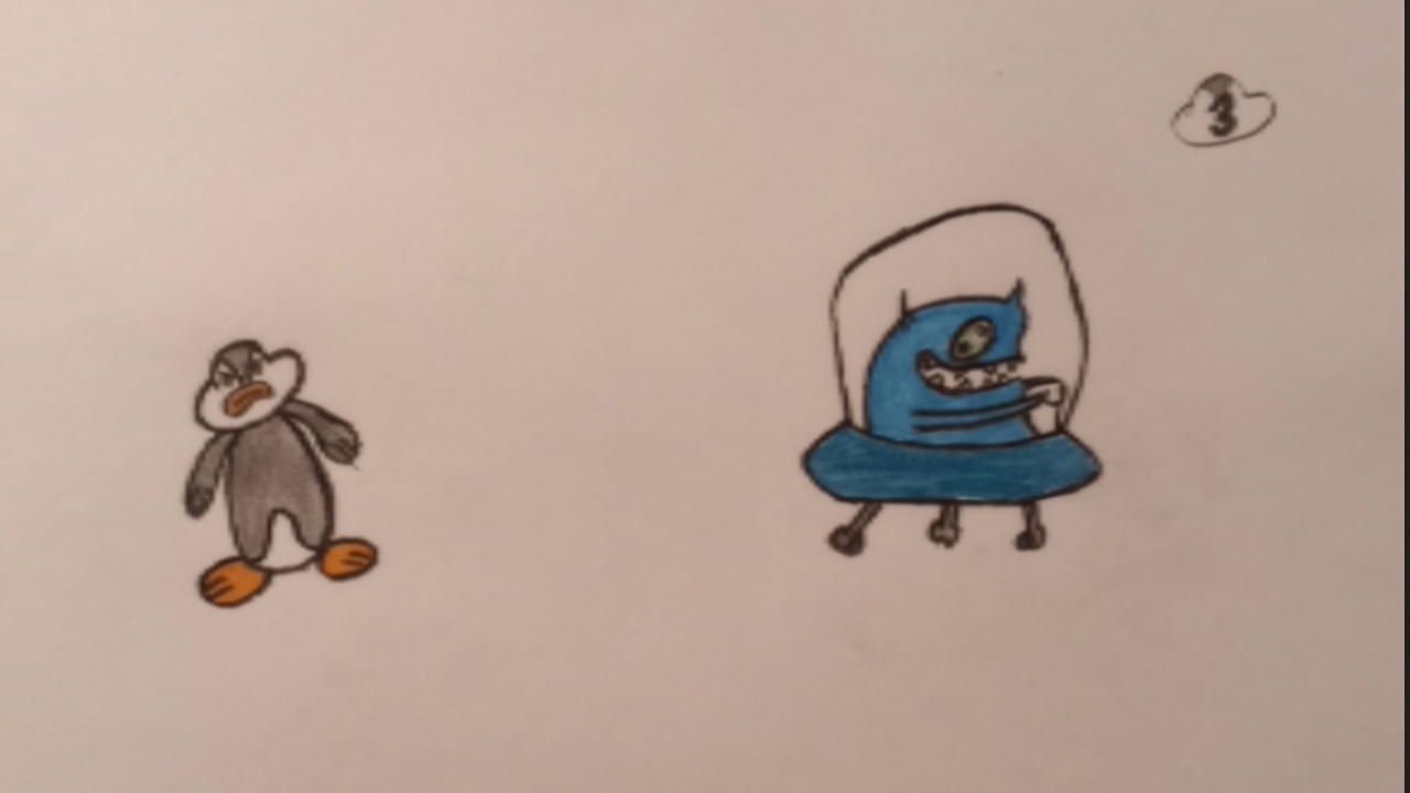 Обучалки-приключалки. Penguin's Adventure. Очень сложный инопланетянин. Глава 1. 14-ый уровень.