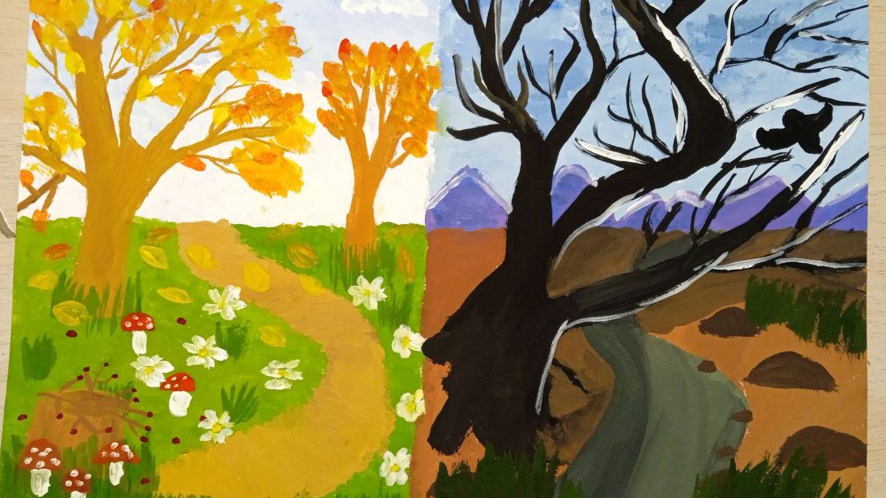 Урок 27. 🎨 Добрый и злой лес - контрасты рисования гуашью!