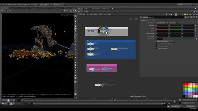 13. 13. Instancing the fractured sphere's pieces (Создание фрагментов разбитой сферы)