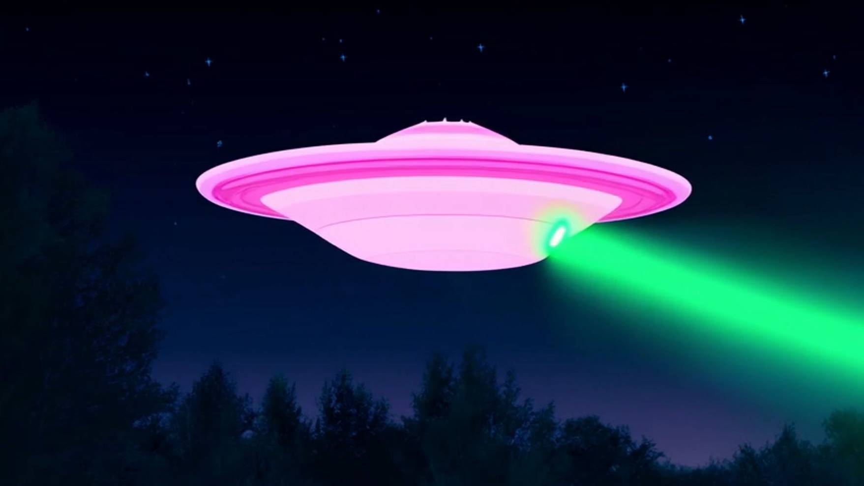 Космический звездолёт НЛО в ночном небе.