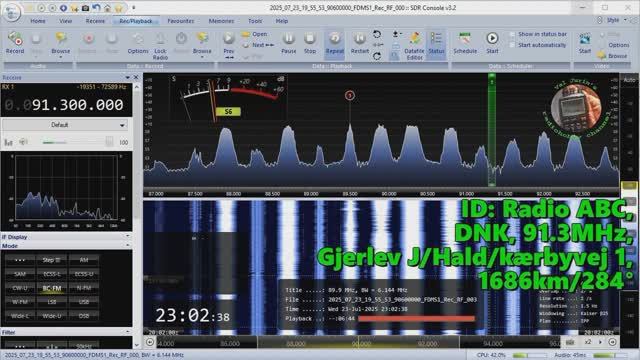 23.07.2025 20:02UTC, [Es], Radio ABC, Дания, 91.3МГц, 1686км