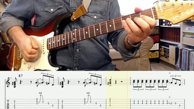 Texas Shuffle SRV Style in E(guitar cover,tab,backing track)