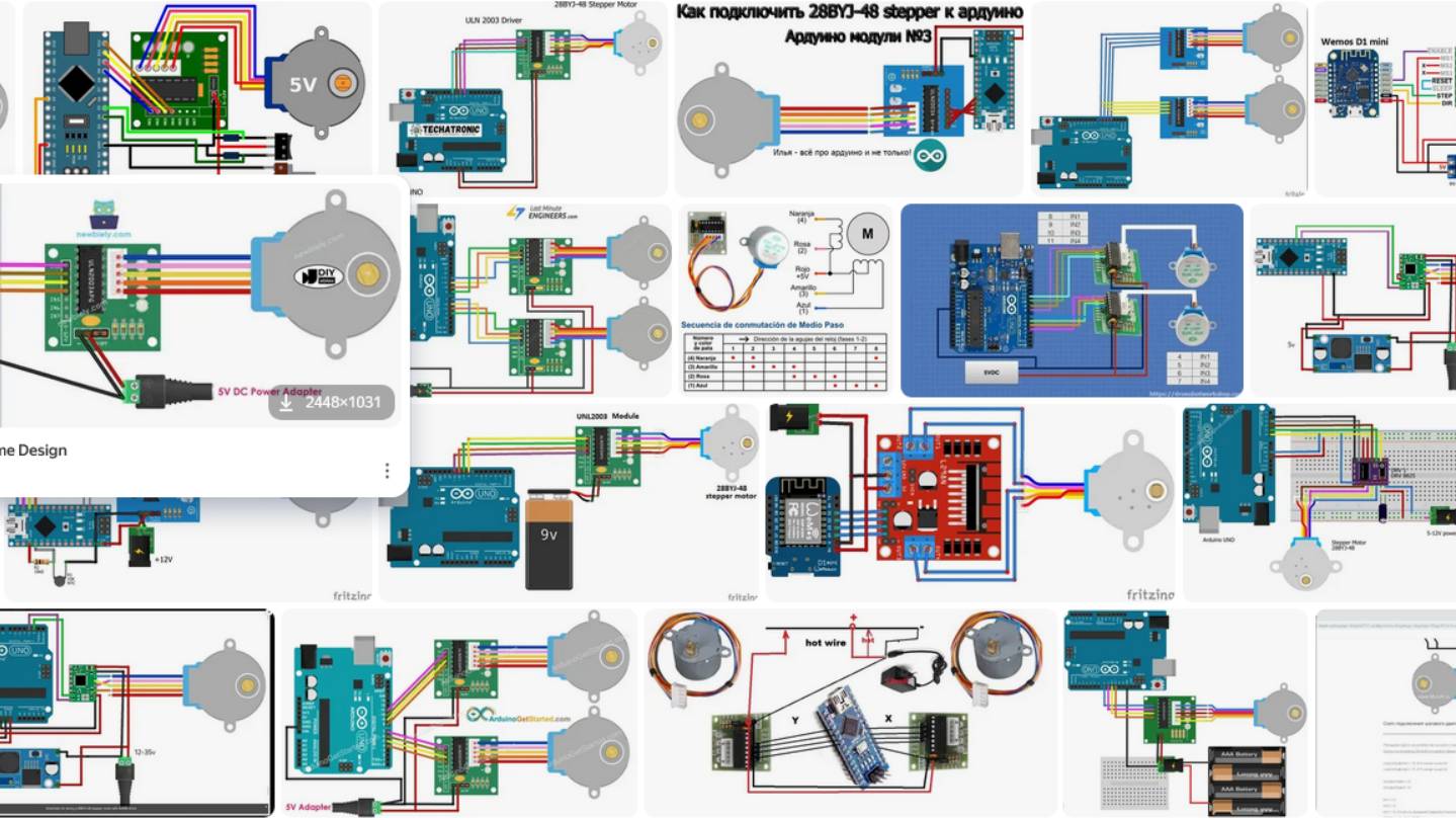 Двигатель шаговый униполярный 28BYJ-48 подключение к ARDUINO NANO