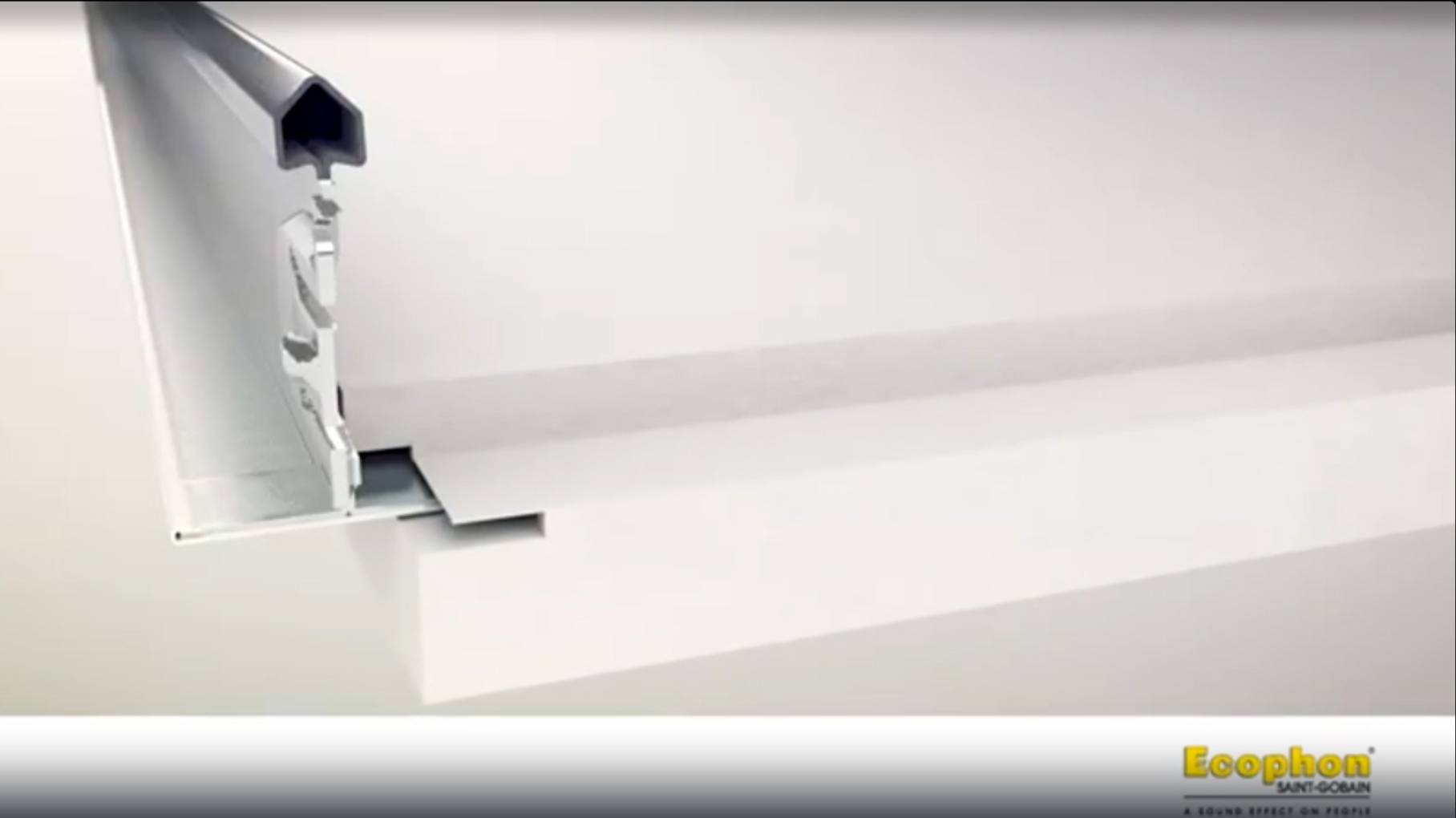 Ecophon Focus™ Lp 1200x150 мм - установка потолка