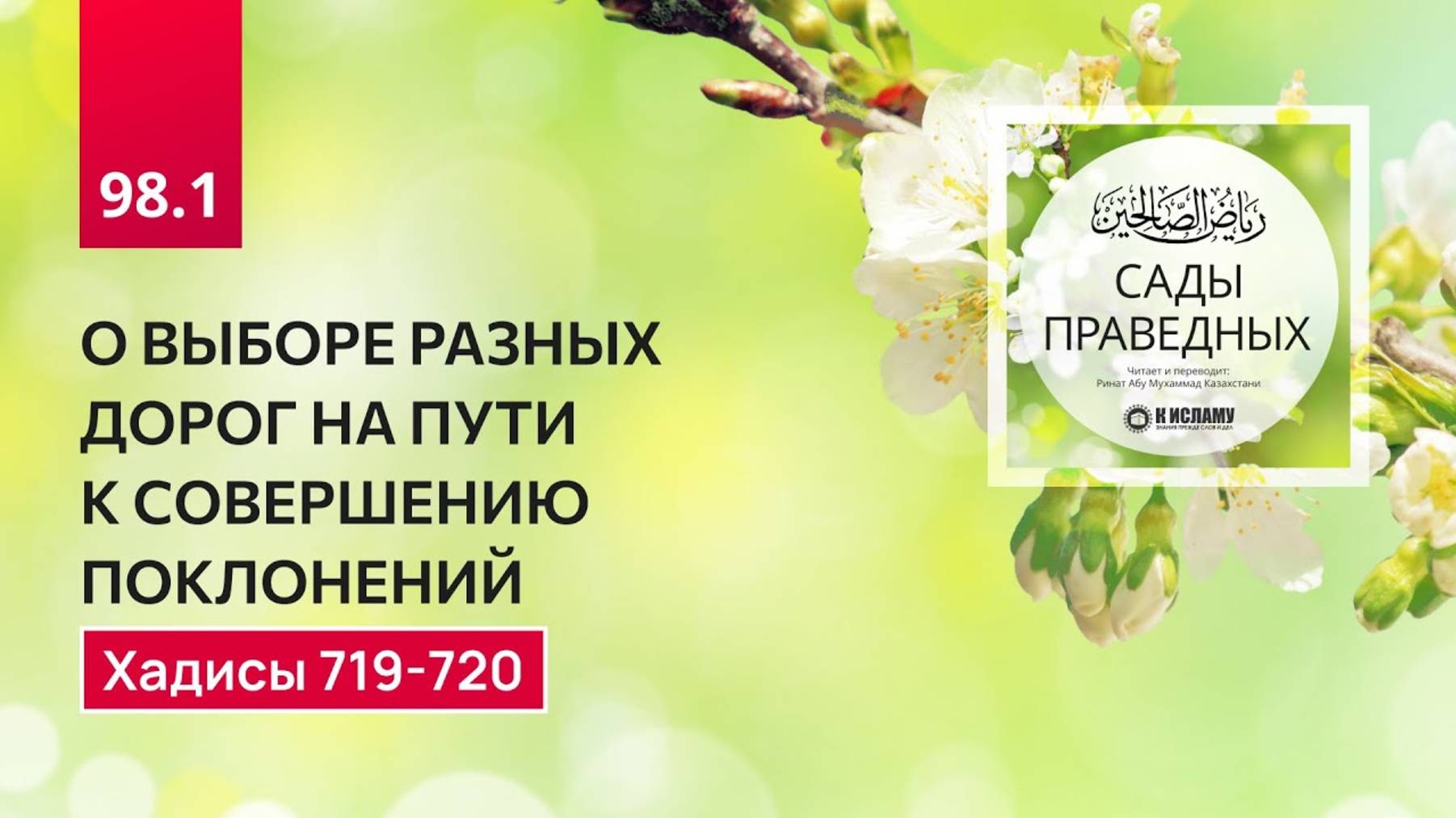 98.1 Сады праведных. О ВЫБОРЕ РАЗНЫХ ДОРОГ НА ПУТИ К СОВЕРШЕНИЮ ПОКЛОНЕНИЙ. Хадисы 719-720