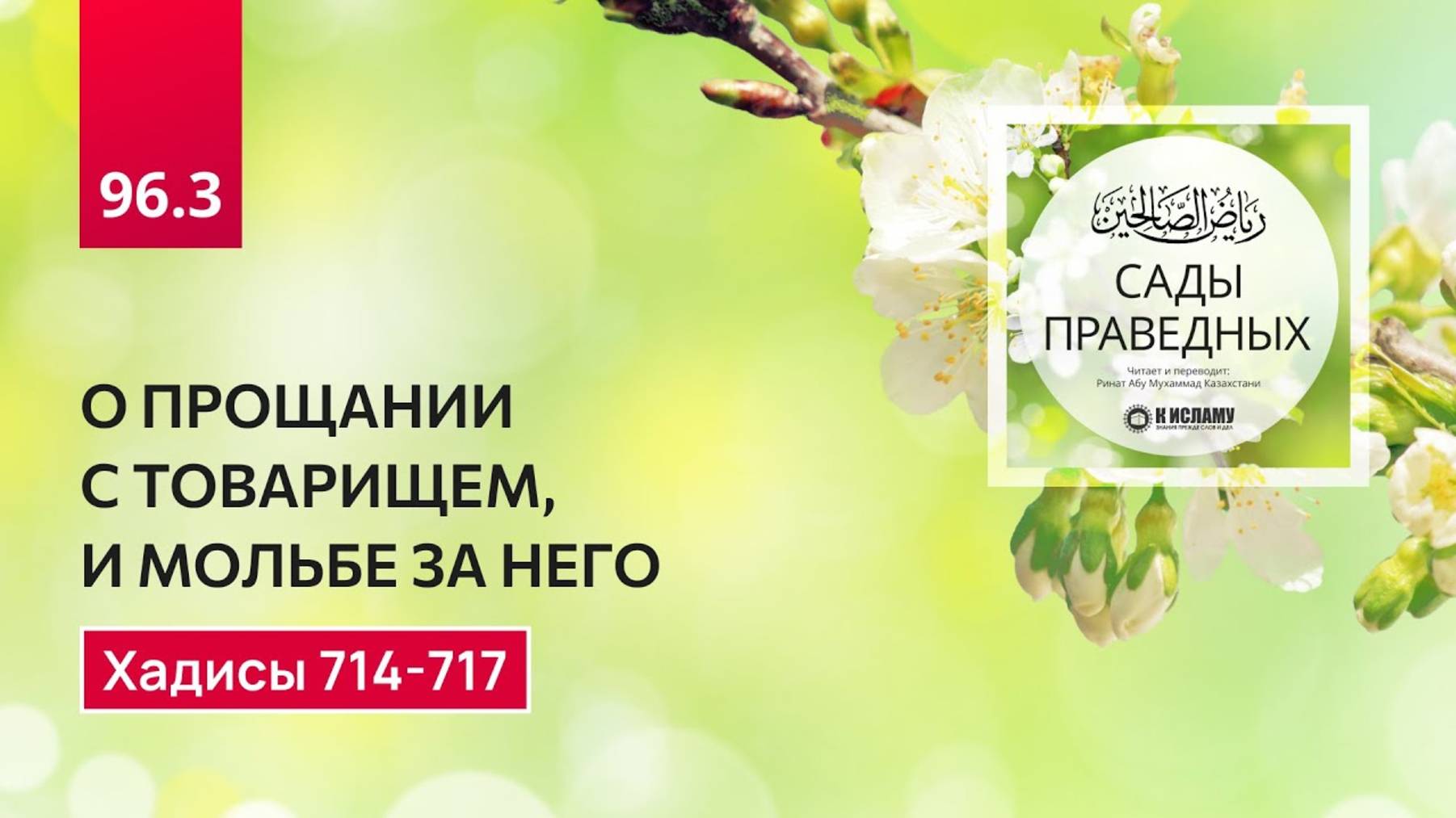 96.3 Сады праведных. О ПРОЩАНИИ С ТОВАРИЩЕМ, И МОЛЬБЕ ЗА НЕГО. Хадисы 714-717