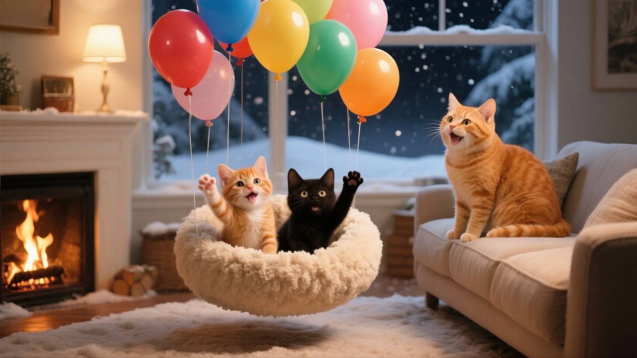 Мама-Рыжая кошка собирает капусту в снежный день, продает ее на рынке, чтобы заработать денег
