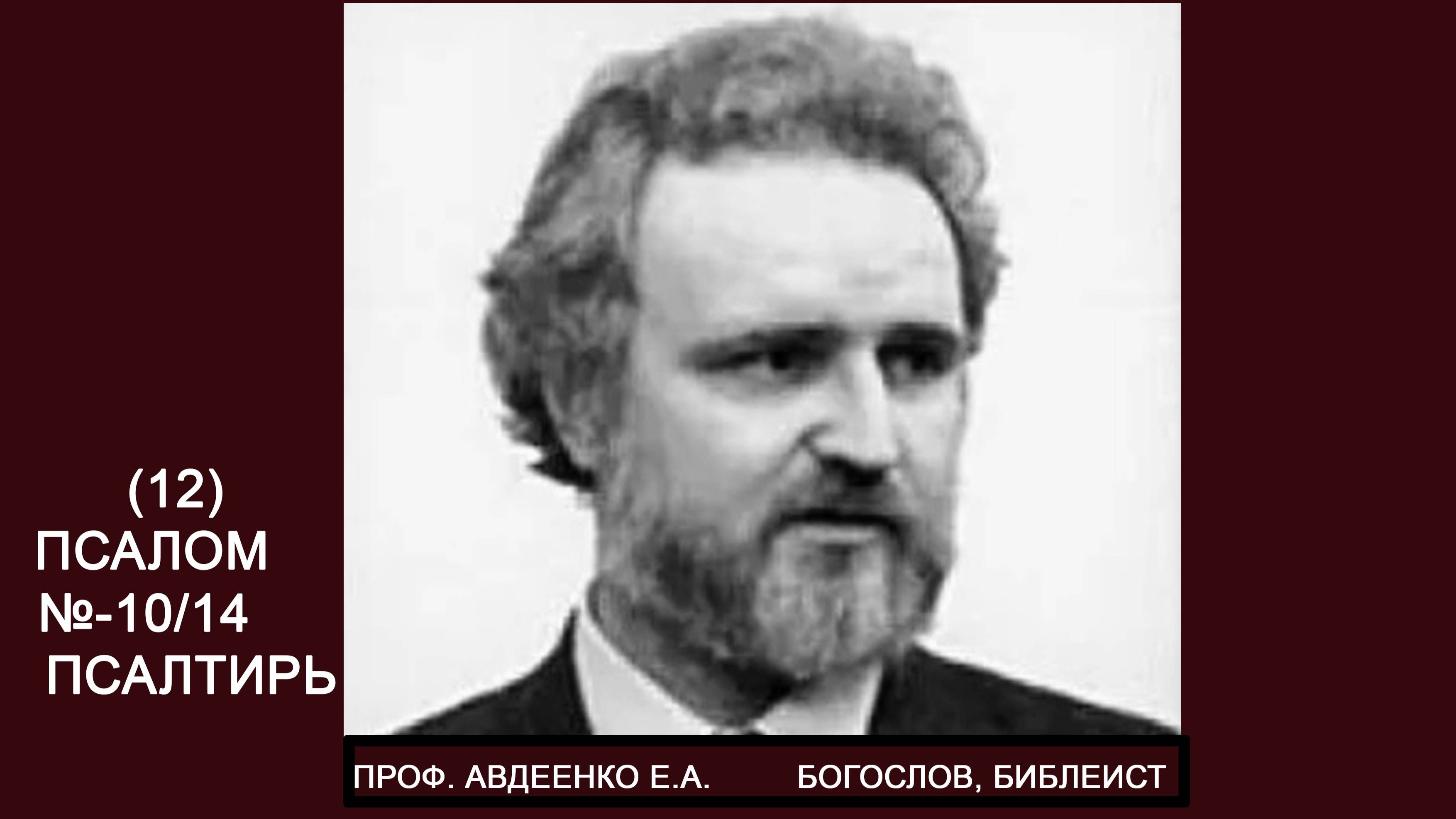 Псалмы 10 и 14. Рассмотрение псалмов Псалтири - проф Авдеенко. Толковый анализ. Аудиоформат