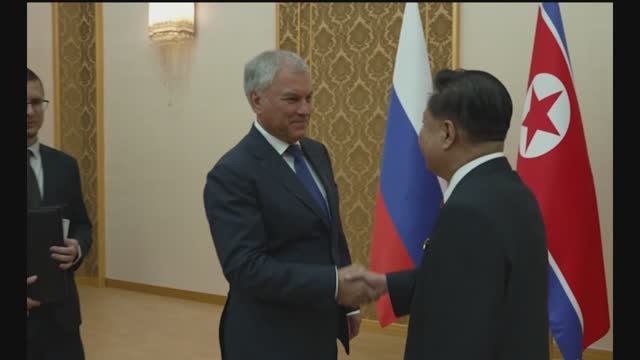 Председатель Госдумы В. Володин и Председатель Президиума Верховного народного собрания КНДР 14.08