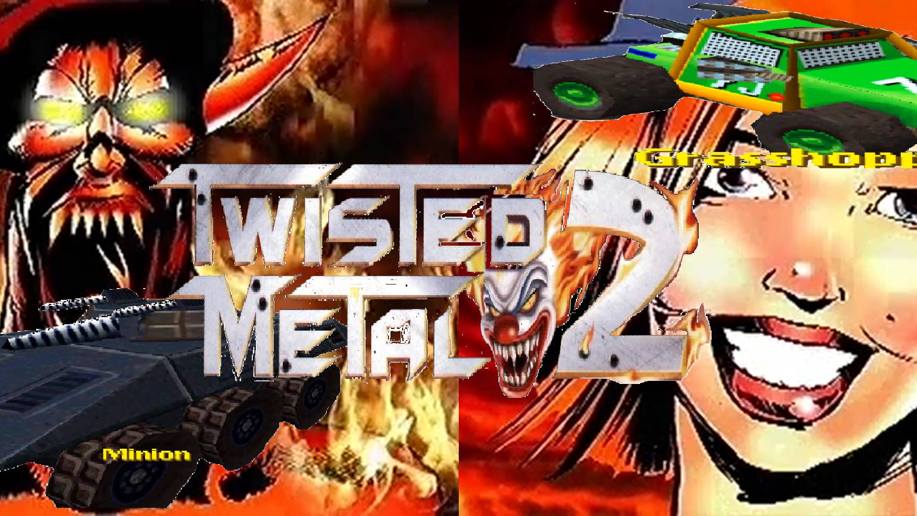 Twisted Metal 2 (PS1) Two Players Co-op Tournament: Minion & Grasshopper