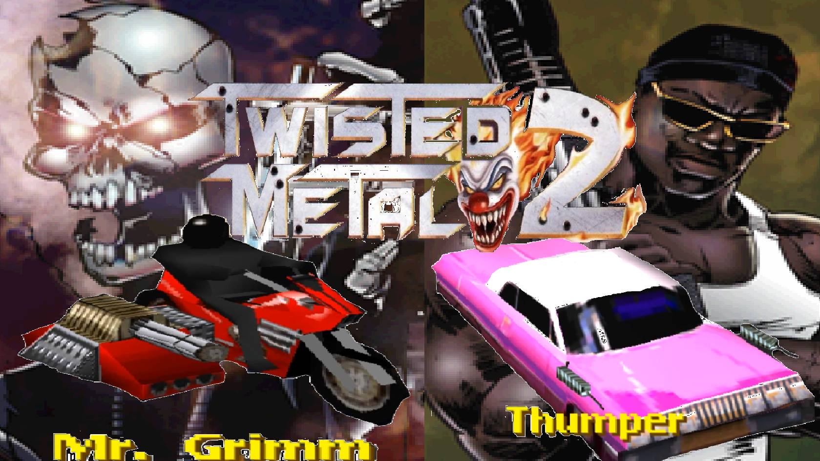 Twisted Metal 2 (PS1) Two Players Co-op Tournament: Mr. Grimm & Thumper