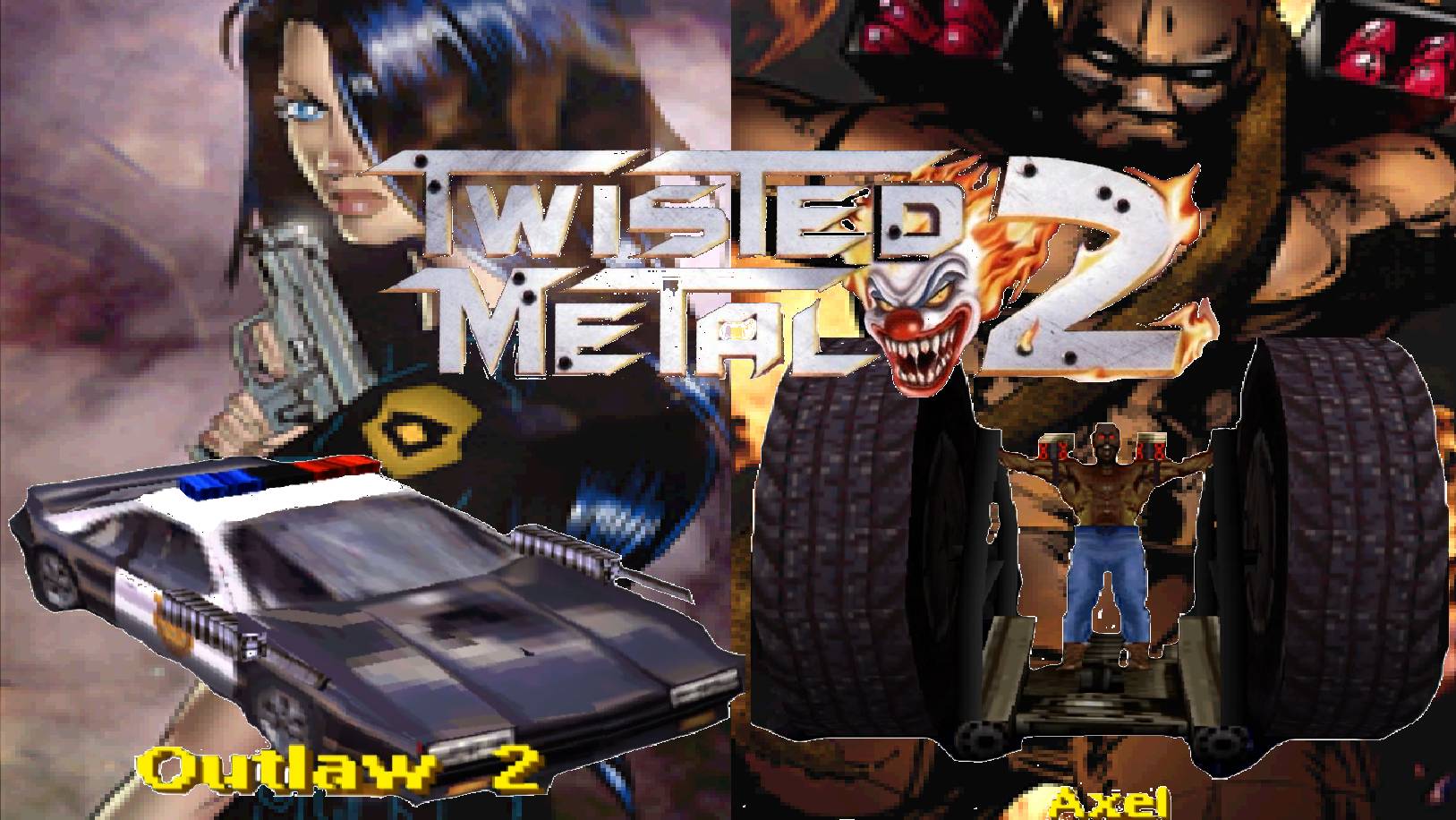 Twisted Metal 2 (PS1) Two Players Co-op Tournament: Outlaw & Axel