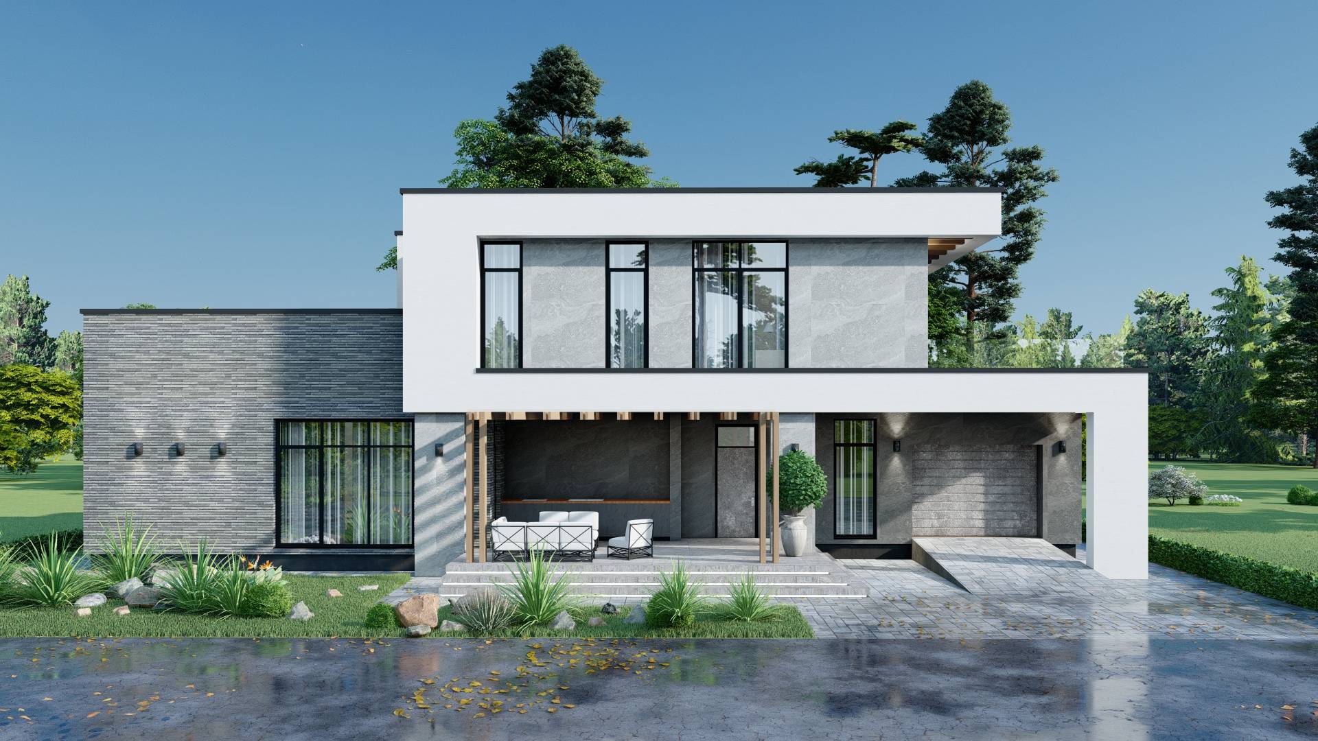 Проект небольшого двухэтажного дома в стиле Хай-тек