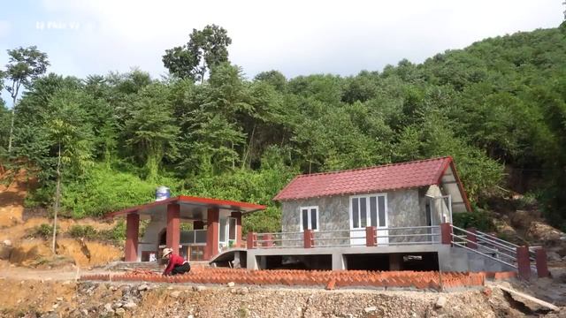 Building Many Red Bricks To Form Vegetable Beds - Plant Vegetable Garden in Front. Ly Phuc Vy