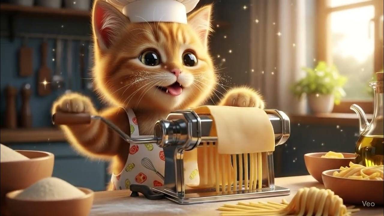 Сегодня день приготовления макарон! Chef котенок-повар на кухне!